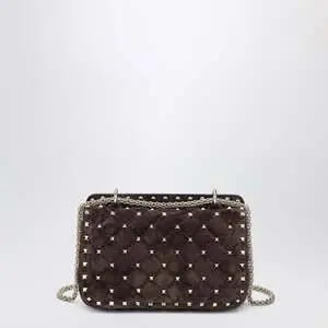 Valentino Garavani Rockstud Spike Bag In Suede - Brown