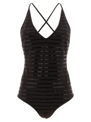 Brunello Cucinelli Dazzling Stripes One-piece Swimsuit - Brown