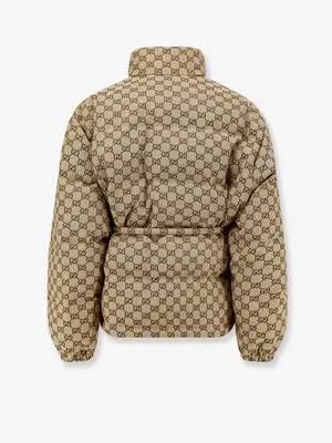Gucci Gg Fabric Padded Jacket With Belt - Multicolor