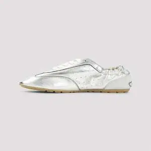 Saint Laurent Lewis Leather Sneakers - Silver