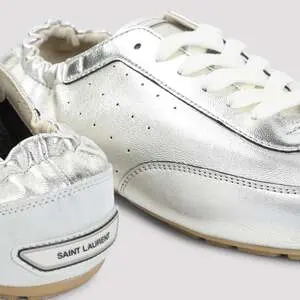 Saint Laurent Lewis Leather Sneakers - Silver