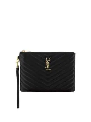 Saint Laurent Leather Matelassé Clutch Bag