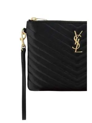 Saint Laurent Leather Matelassé Clutch Bag