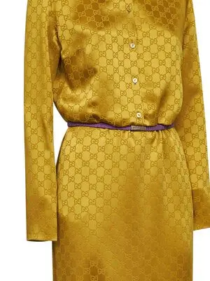 Gucci Gg Jacquard Viscose Midi Shirt Dress - Multicolor
