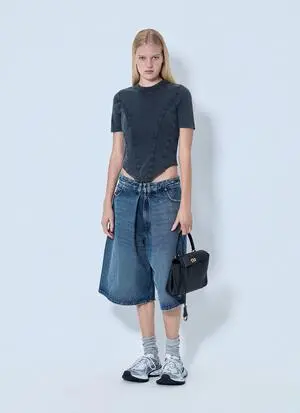 Balenciaga Folded Denim Shorts - Blue