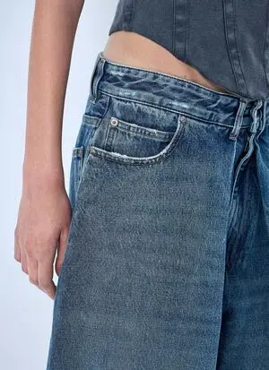 Balenciaga Folded Denim Shorts - Blue