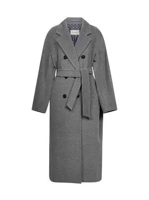 Max Mara Grey Madame 101801 Icon Coat Belted Coat - Multicolor