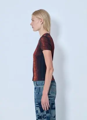 JEAN PAUL GAULTIER Cotton Ribbed Python Print T-shirt - Brown