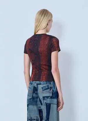 JEAN PAUL GAULTIER Cotton Ribbed Python Print T-shirt - Brown