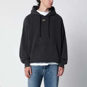 Off-White Washed Hoodie With Off Logo - Black
