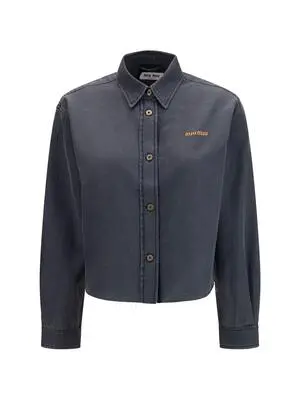 Miu Miu Denim-style Cotton Shirt - Gray