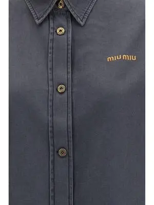 Miu Miu Denim-style Cotton Shirt - Gray
