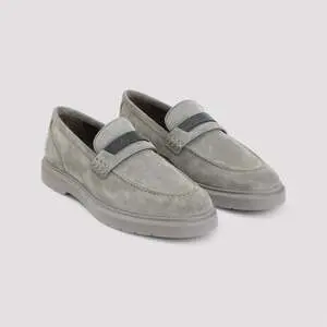 Brunello Cucinelli Leather Loafers - Gray