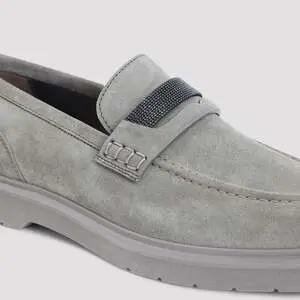Brunello Cucinelli Leather Loafers - Gray