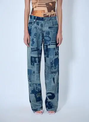 JEAN PAUL GAULTIER Newspaper Print Jeans - Blue