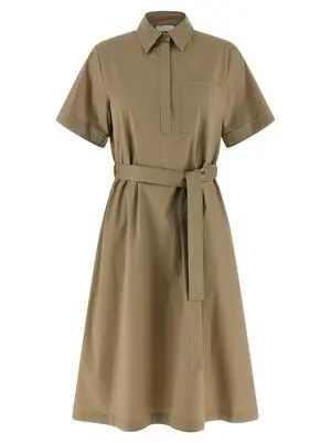 Peserico Cotton Poplin Midi Shirt Dress - Green