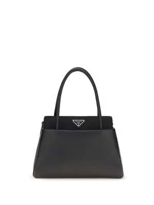 Prada Top Handle Bag With Triangle Logo - Black