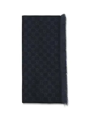 Gucci Gg Supreme Embroidered Wool Scarf - Black