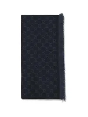 Gucci Gg Supreme Embroidered Wool Scarf - Black