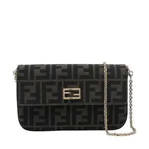 Fendi Ff Jacquard Tube Wallet On Chain - Brown