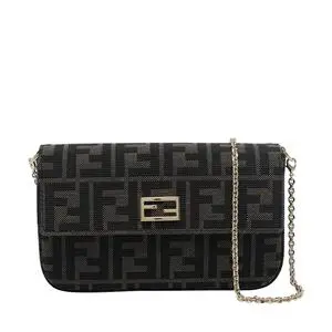 Fendi Ff Jacquard Tube Wallet On Chain - Brown