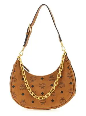 Mcm Aren Crescent Hobo Shoulder Bag - Brown
