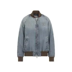 Miu Miu Cotton Denim Blouson Jacket - Blue