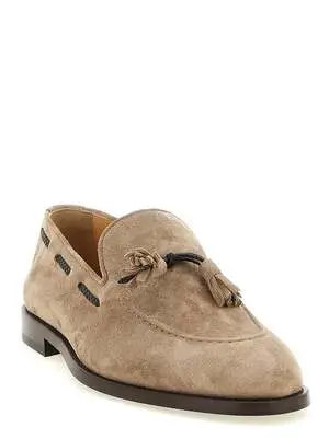 Brunello Cucinelli Suede Tassel Moccasins - Brown