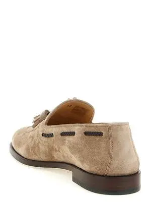 Brunello Cucinelli Suede Tassel Moccasins - Brown