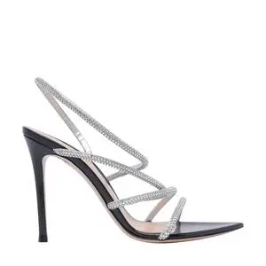 GIANVITO ROSSI Crystal Ettie Pump Sandals - Silver