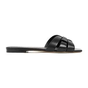Saint Laurent Leather Tribute Flats - Black