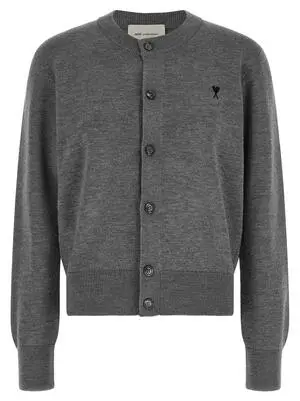 AMI Paris De Coeur Cardigan - Gray