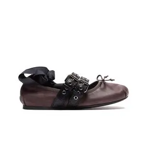 Miu Miu Nappa And Calf Leather Ballerina Flats - Black