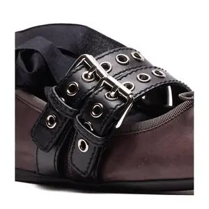 Miu Miu Nappa And Calf Leather Ballerina Flats - Black