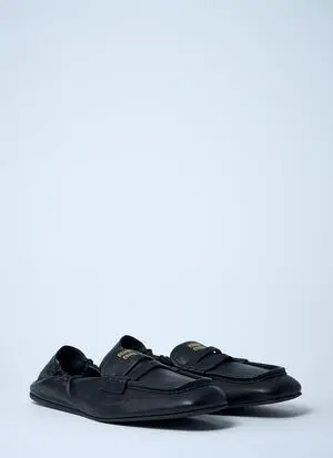 Miu Miu Logo Motif Leather Loafers - Black