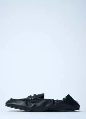 Miu Miu Logo Motif Leather Loafers - Black