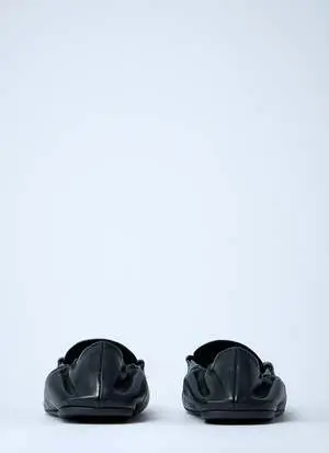Miu Miu Logo Motif Leather Loafers - Black