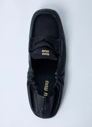 Miu Miu Logo Motif Leather Loafers - Black