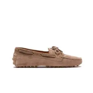 TOD'S Gommino Suede Boat Loafers - Cream