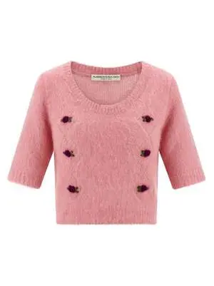 Alessandra Rich Carded Mohair Sweater - Pink