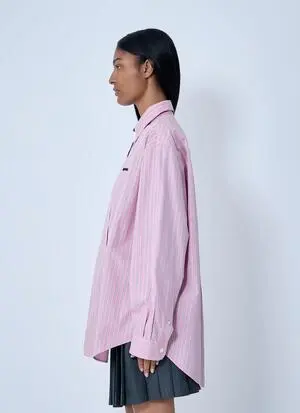 Miu Miu Striped Cotton Poplin Shirt - Pink