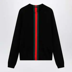 Gucci Cashmere Sweater With Web Motif - Black