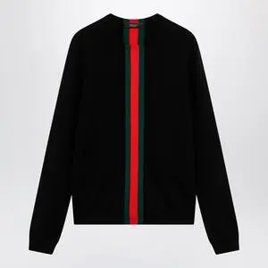 Gucci Cashmere Sweater With Web Motif - Black