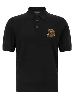 Dolce & Gabbana Heraldic Patch Polo Shirt - Black