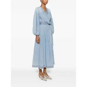 Zimmermann Denim Wrap Midi Dress - Blue