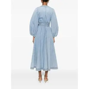 Zimmermann Denim Wrap Midi Dress - Blue