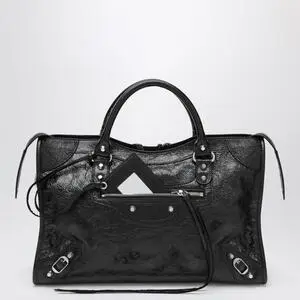 Balenciaga Le City Medium Bag In Arena Lambskin Leather - Black