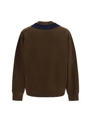 Sacai Wool Knit Cardigan With Integrated Scarf