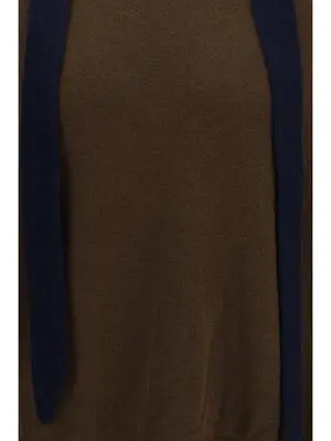 Sacai Wool Knit Cardigan With Integrated Scarf - Brown