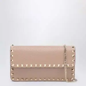 Valentino Garavani Garnet Calfskin Rockstud Chain Wallet - Pink